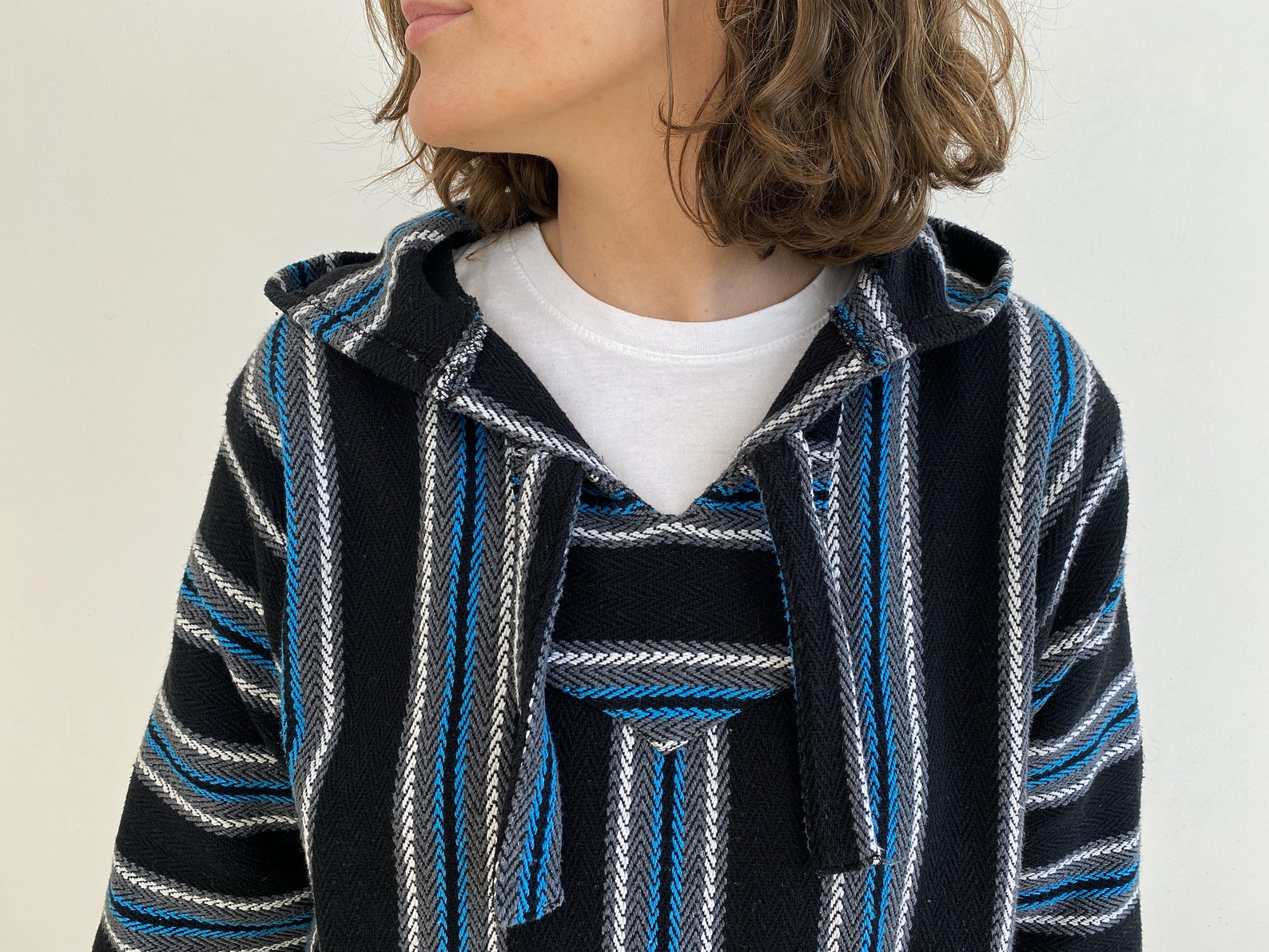 Drug Rug Hoodie Blanket Sweater Striped 90s Knit Baja Pullover | Etsy