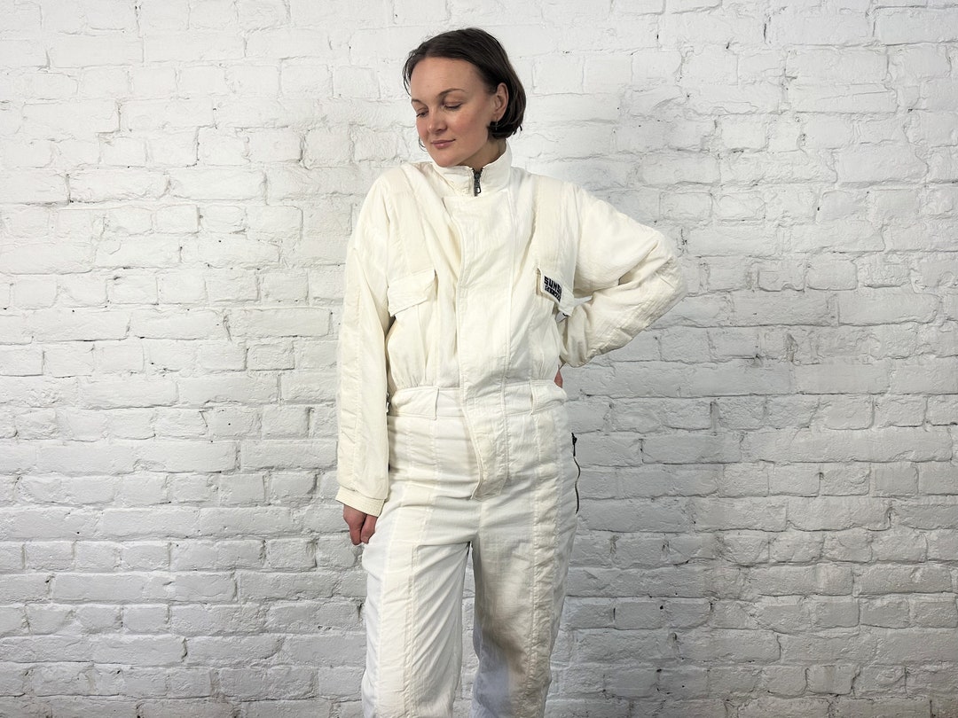 Vintage White One Piece Ski Suit Retro Snowsuit Outdoor Winter Wear ...