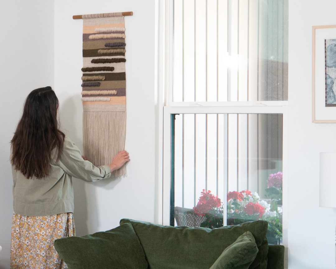 Large Neutral Color Block Handmade Woven Wall Hanging / One of a Kind ...