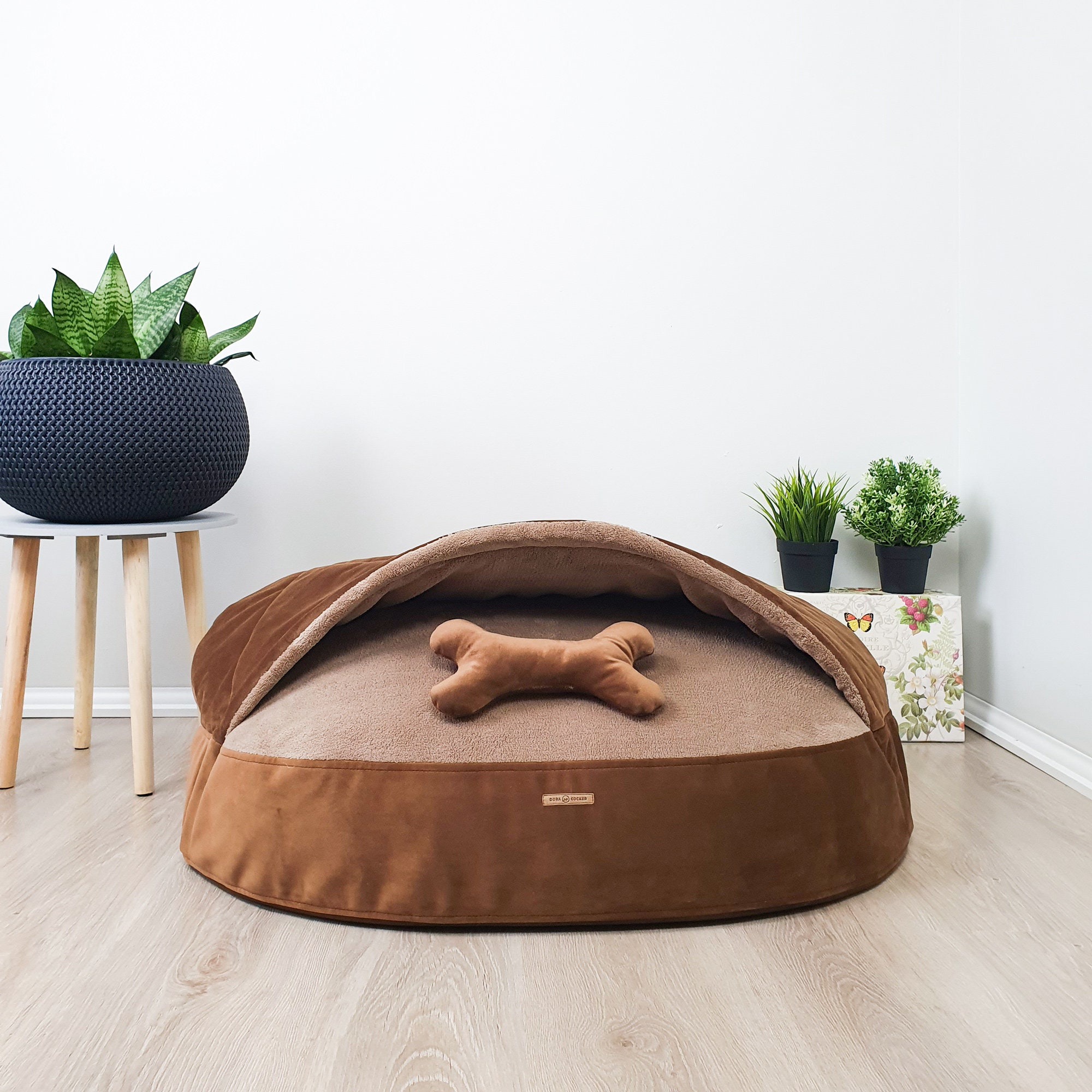 LUXURY CAVE BED, Dog House, Velor Dog Bed, Cotton Dog Bed, Large Dog ...