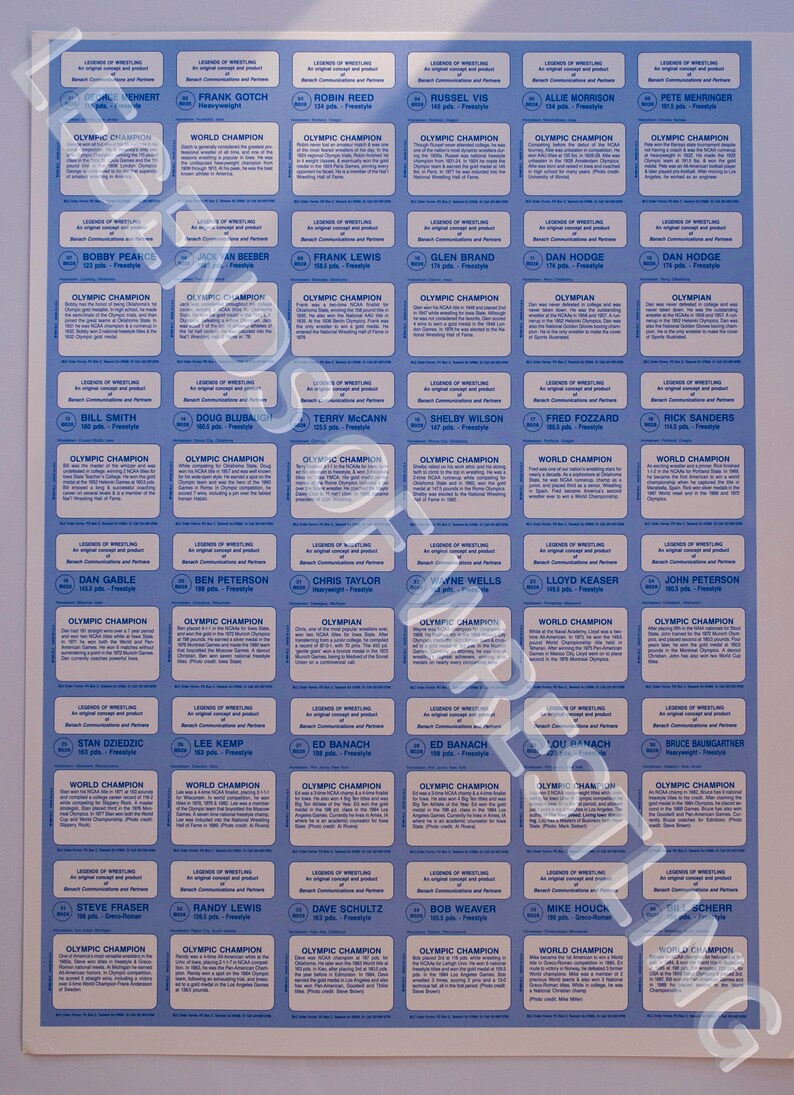 Olympic and World Wrestling Champion Trading Cards Uncut Sheet - Etsy
