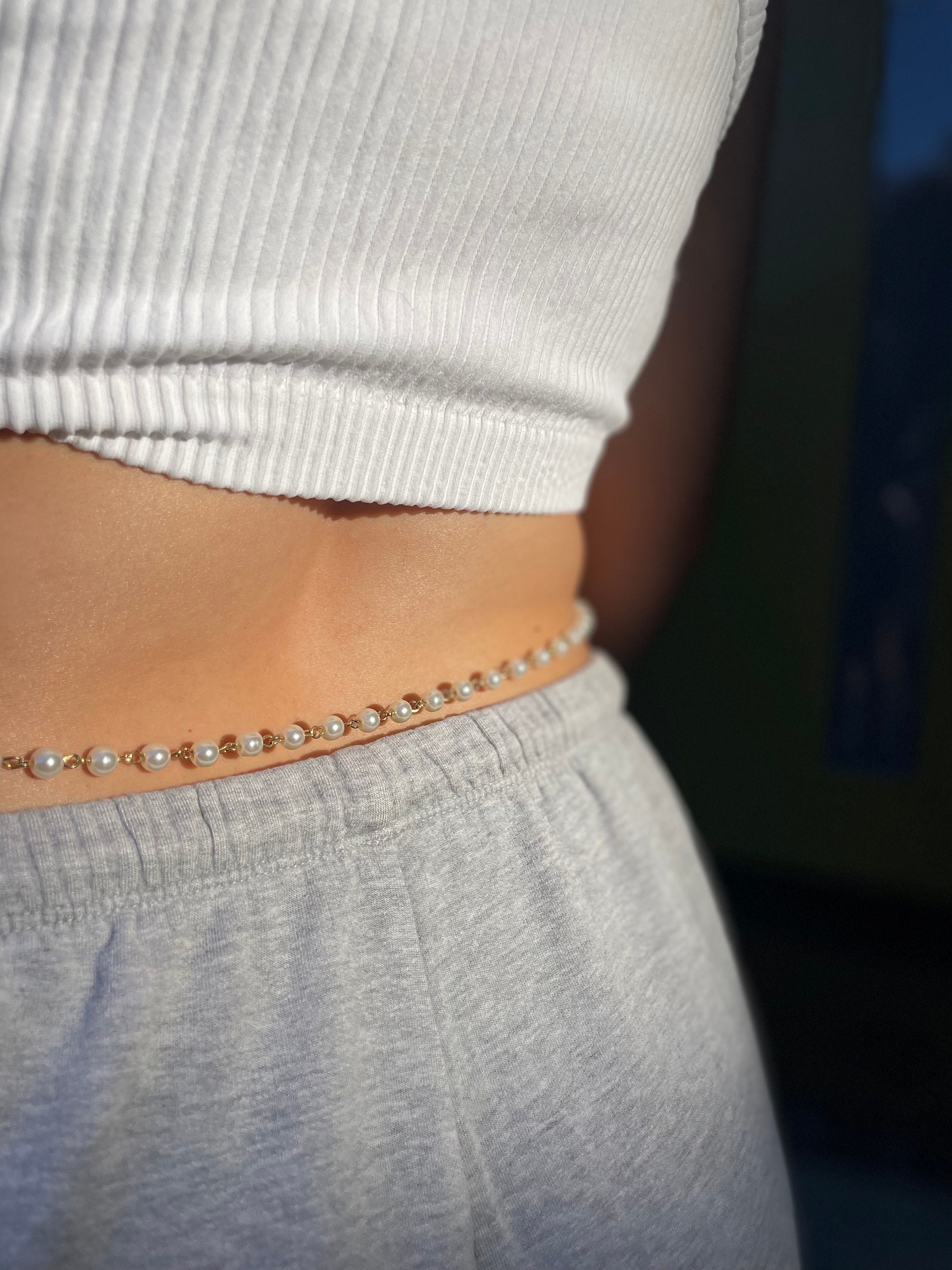 Pearl Beaded Belly Chain - Etsy
