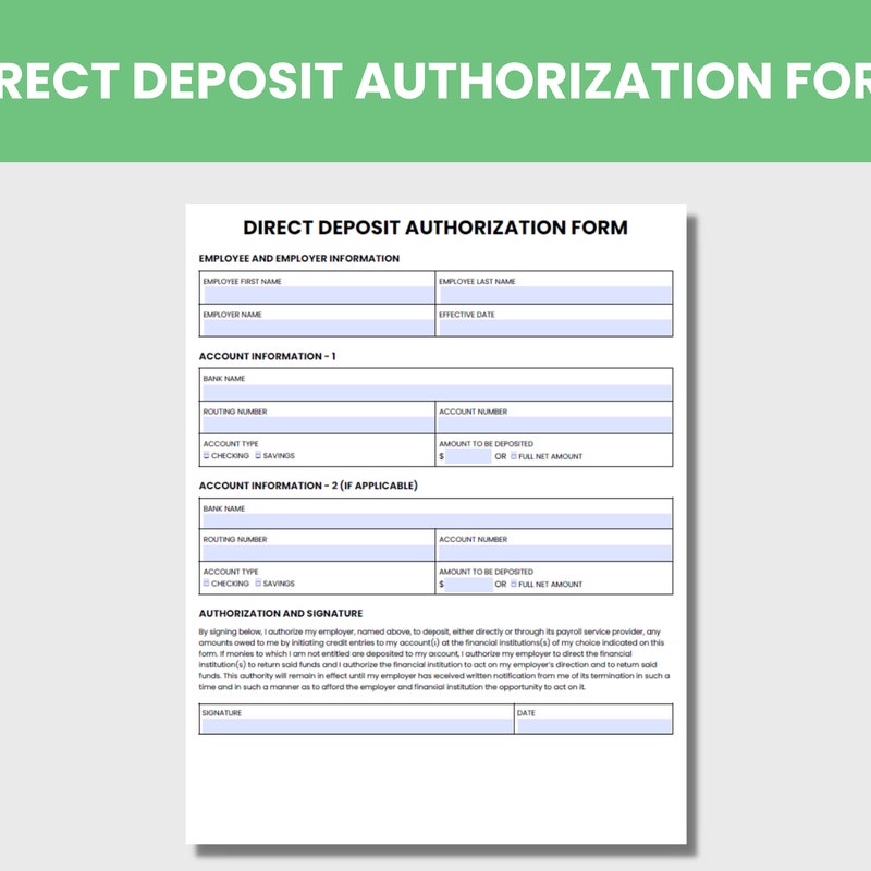 Direct Deposit Form - Etsy