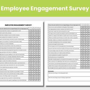 Employee Engagement Survey Instant Access Google Doc & Fillable PDF ...