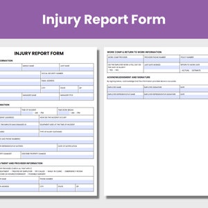 Injury Report Form | Google Doc and Fillable PDF | Accident Report Form ...