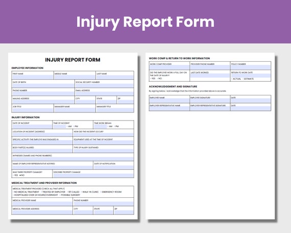 Injury Report Form Fill Out And Sign Printable Pdf
