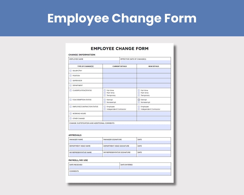 Employee Change Form | Personnel Action Form | Editable Google Doc ...