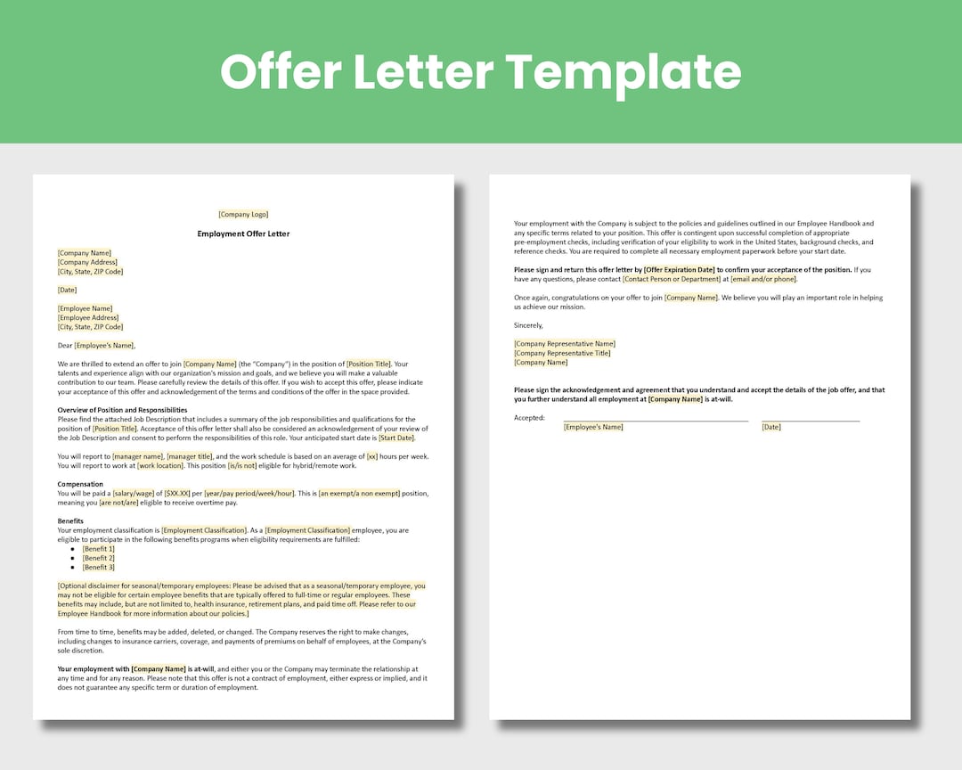 Job Offer Letter Template | Term Agreement Template | New Hire Letter ...