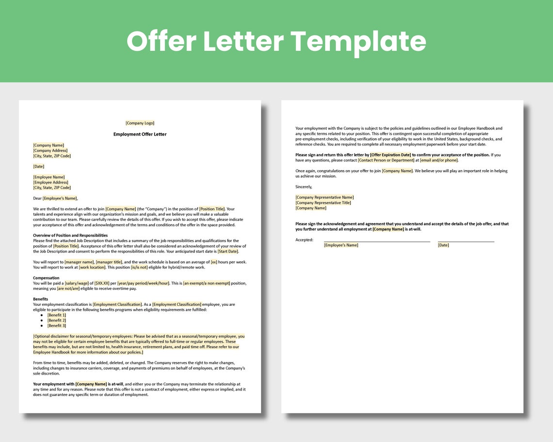 Job Offer Letter Template | Term Agreement Template | New Hire Letter ...