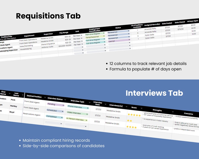 Recruitment Tracking Spreadsheet: Applicant & Interview Tracker (google ...