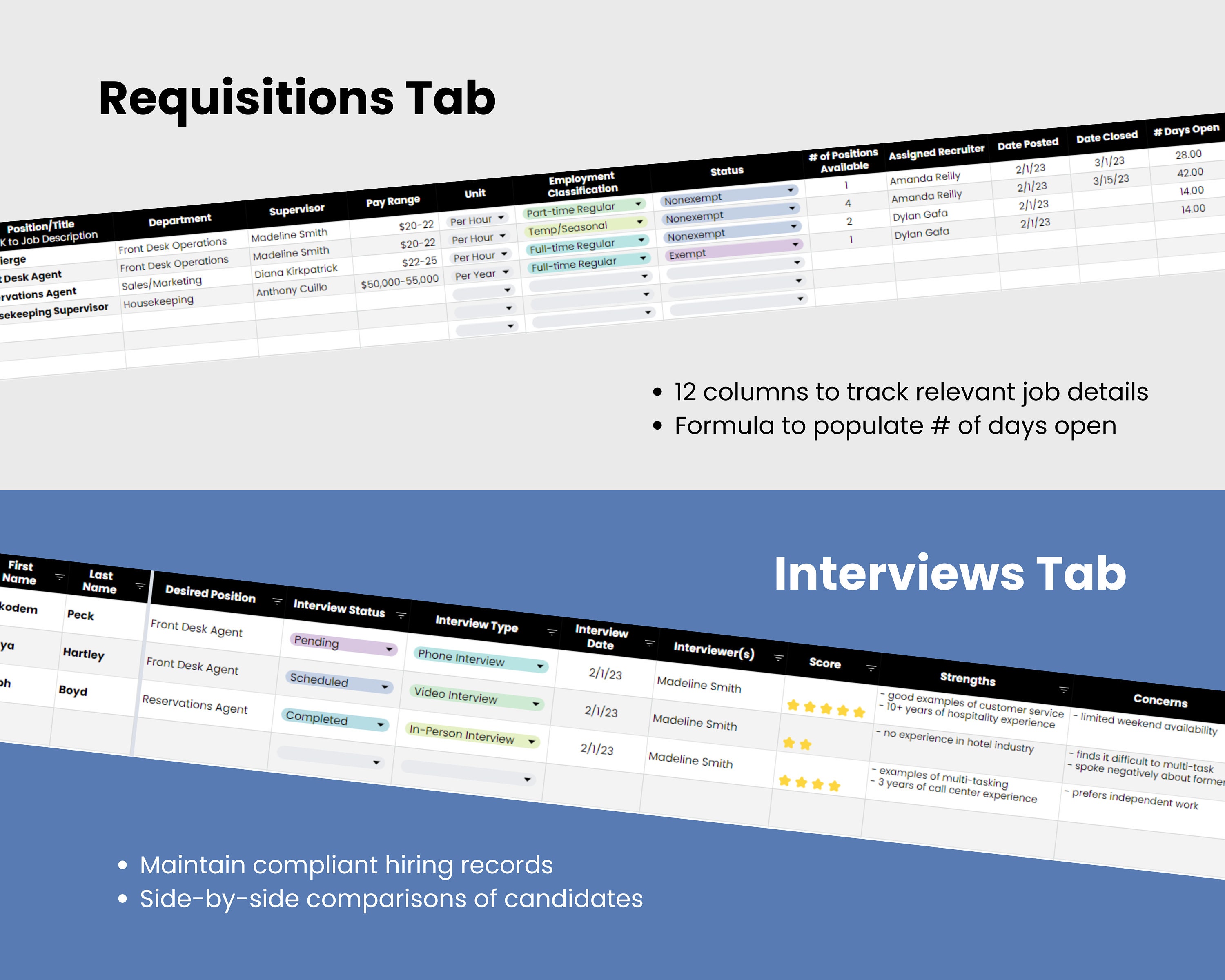 Recruitment Tracking Spreadsheet: Applicant & Interview Tracker (google ...