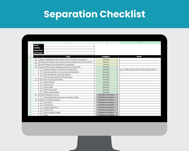 Separation Checklist | Employee Separation Checklist | Termination ...