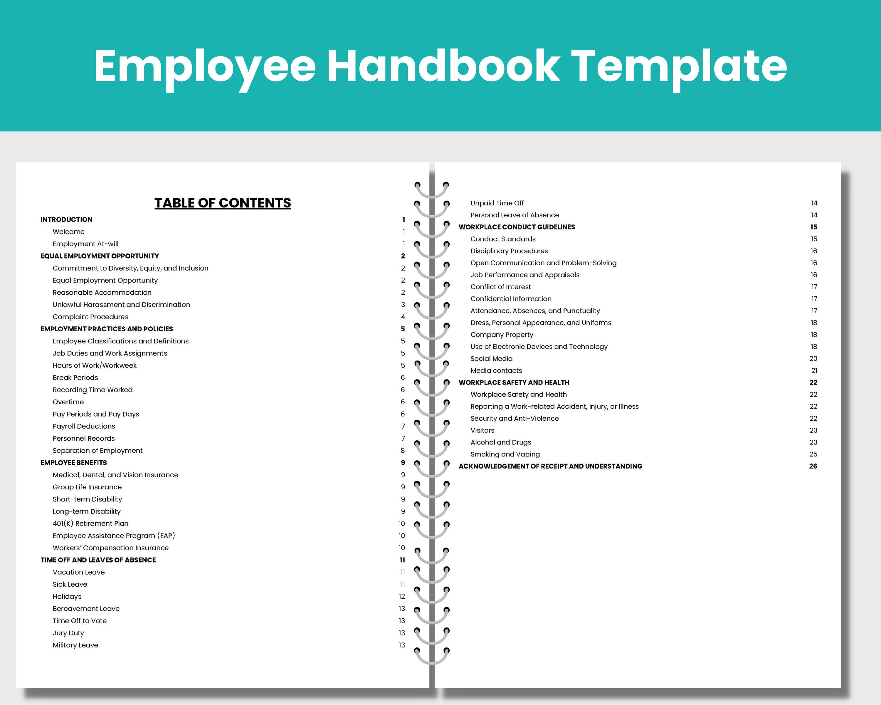 Employee Handbook Template | Instant Access Google Doc | 50+ Employment ...
