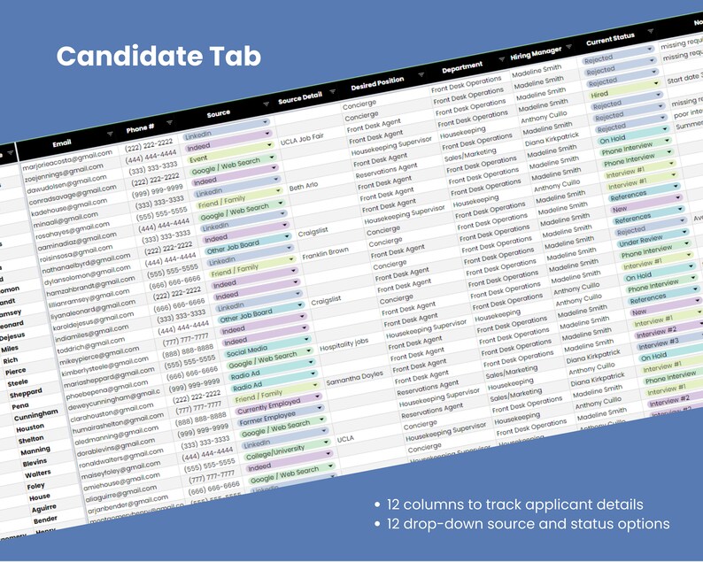 Recruitment Tracking Spreadsheet: Applicant & Interview Tracker (google ...