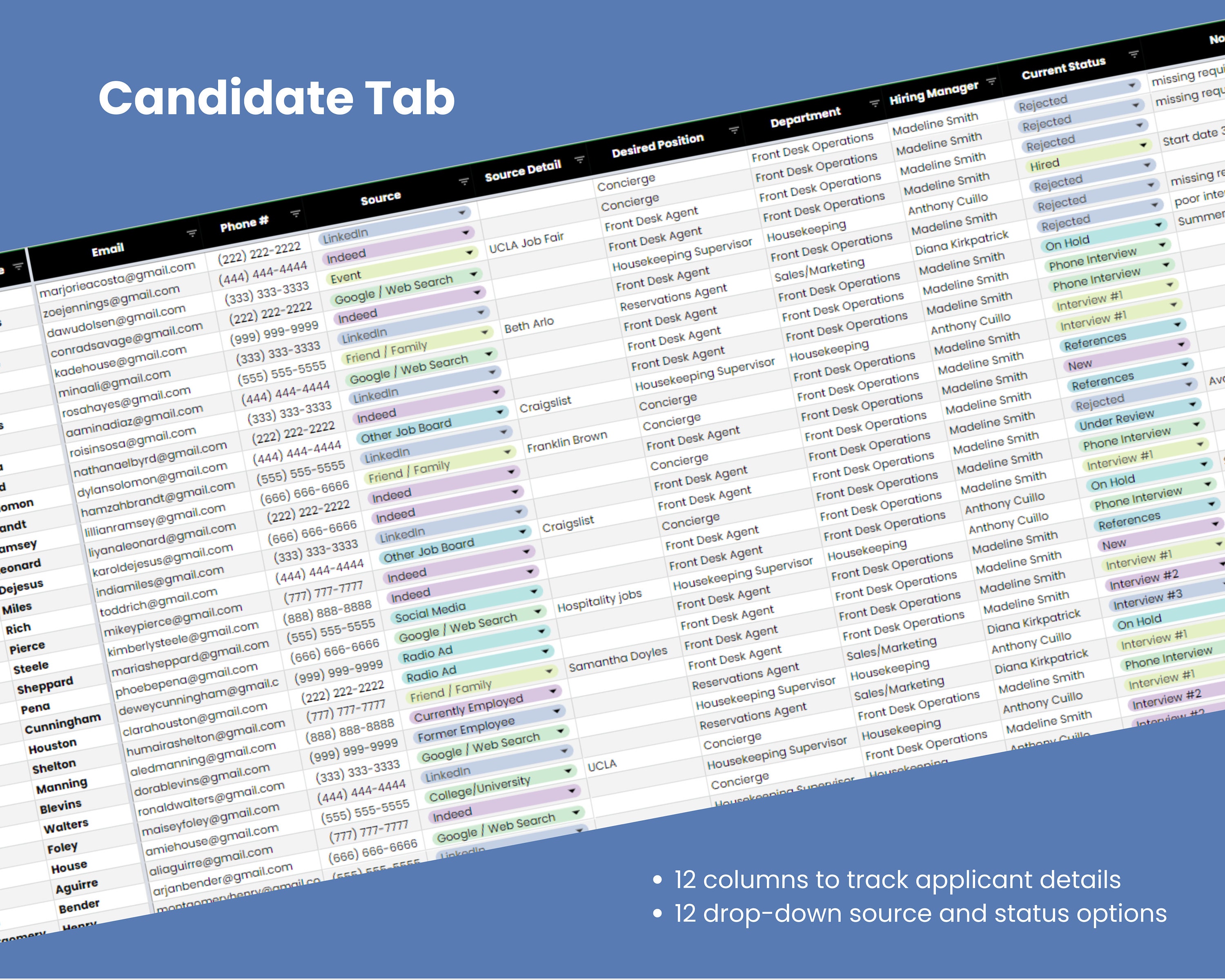 Recruitment Tracking Spreadsheet: Applicant & Interview Tracker (google ...