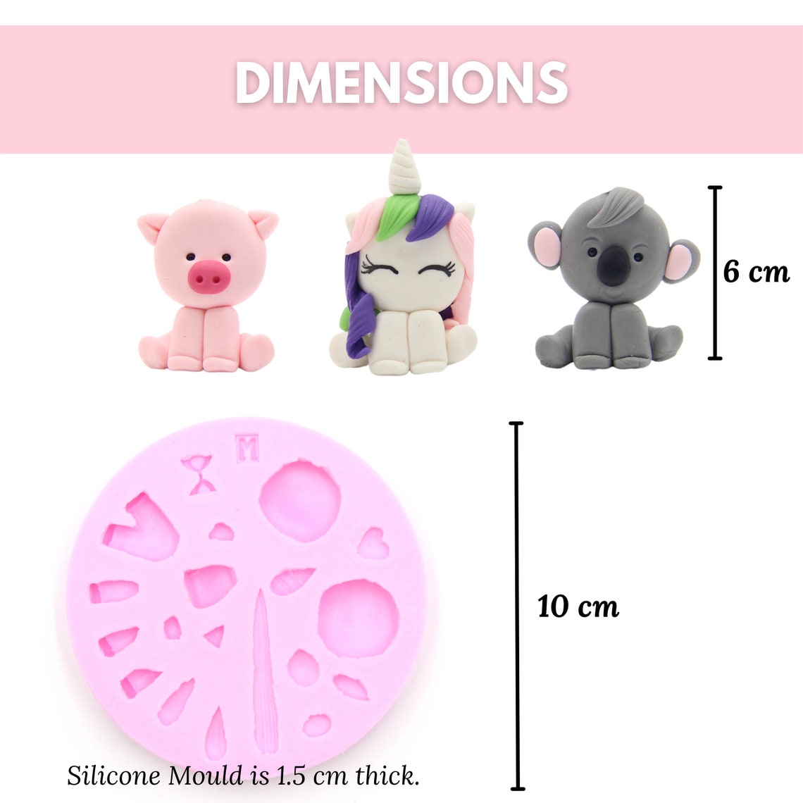 Silicone Mould for Air Dry Clay and Polymer Clay Craft DIY Unicorn ...