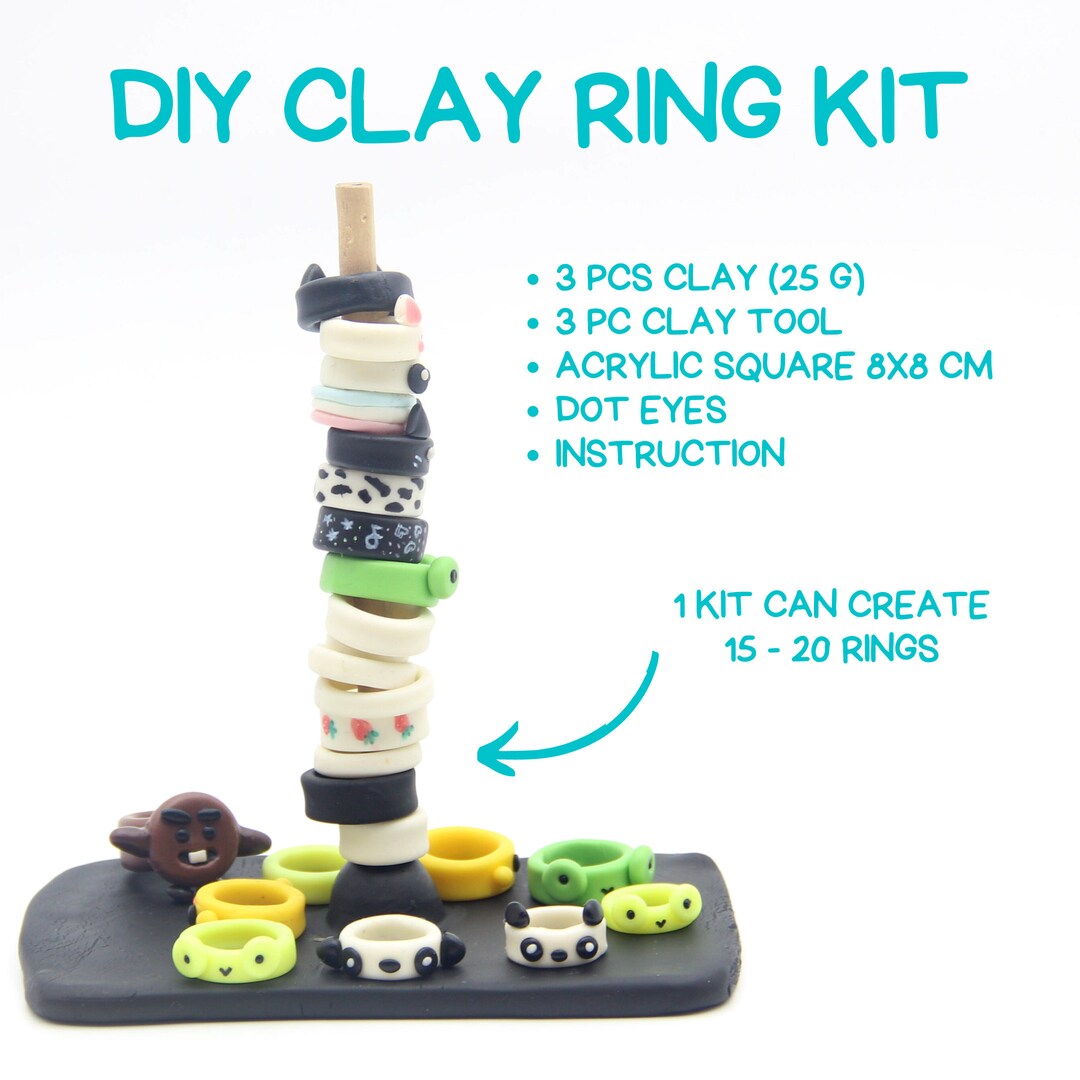 Air Dry Clay DIY Ring Kit for Kids Creative Gift for Birthday Party ...