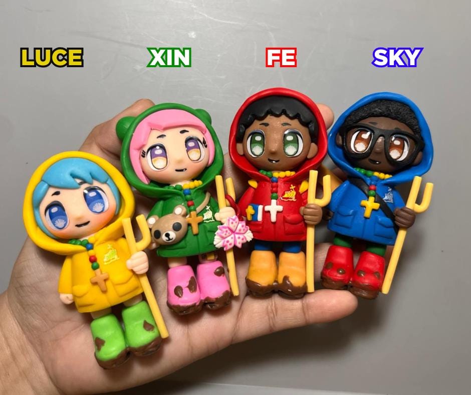 Handmade Luce Catholic Mascot and Friends Fe Xin and Sky Clay Figurines ...
