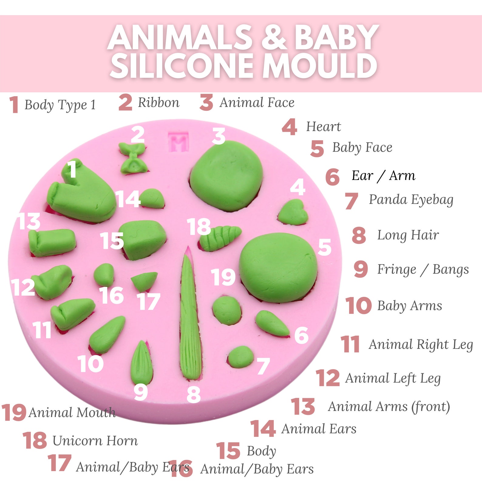 Silicone Mould for Air Dry Clay and Polymer Clay Craft DIY Unicorn ...