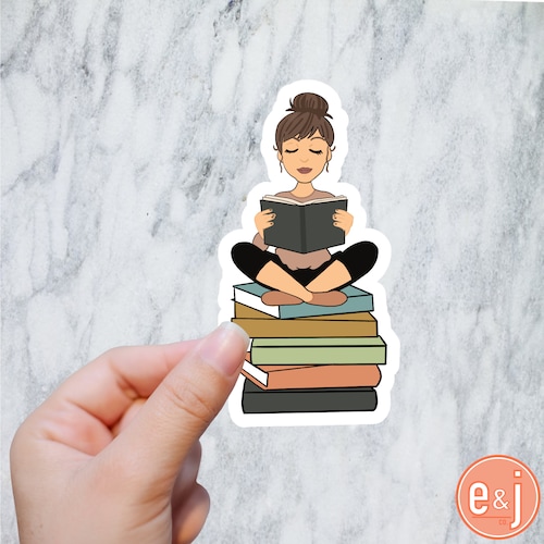 Girl Reading Laminated Sticker - Etsy