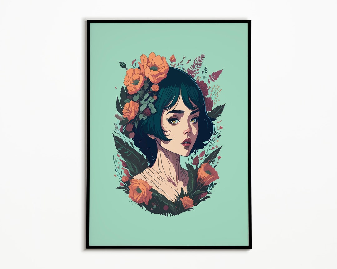 Cute Girl Print , Printable Wall Art , Vintage Decor , Woman Poster ...