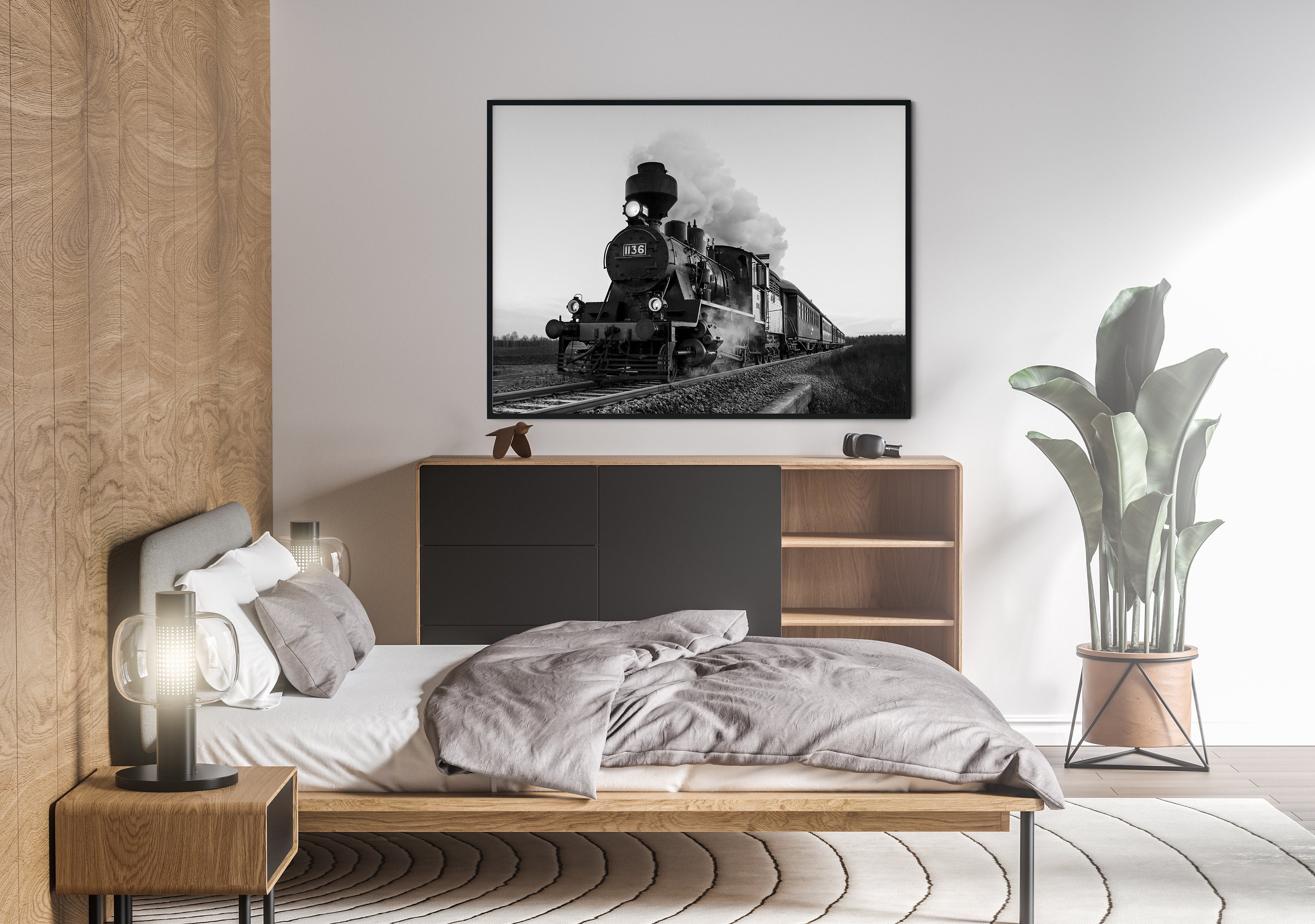 Black Train Print Printable Photo Art Vintage Style Black | Etsy