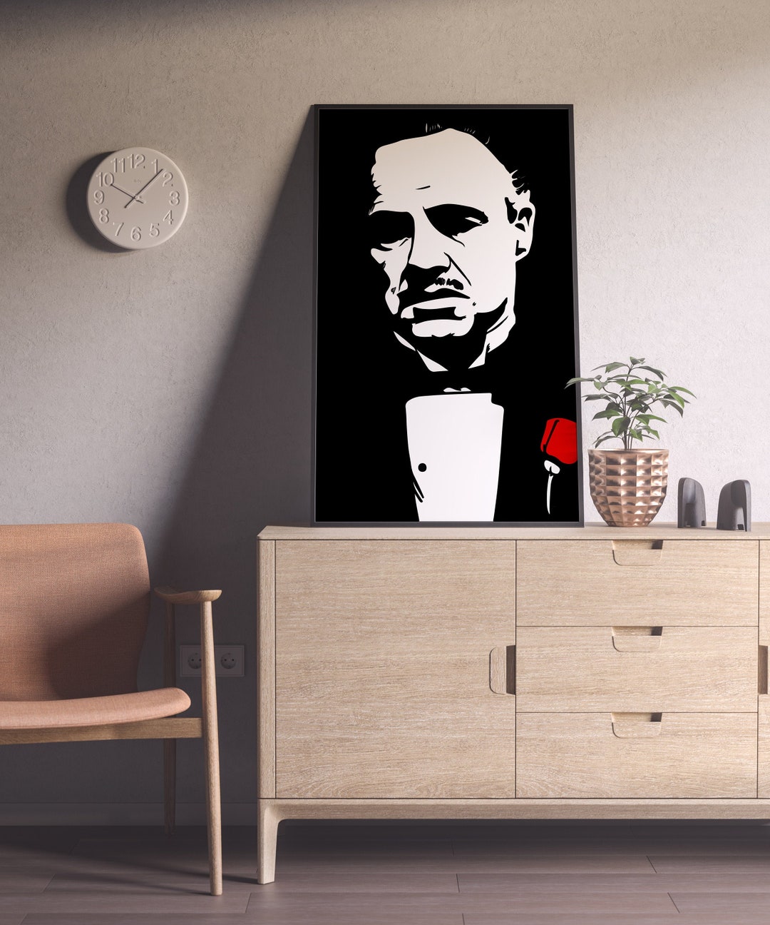 The Godfather Print , Portre Illustration , Printable Wall Art , Modern ...