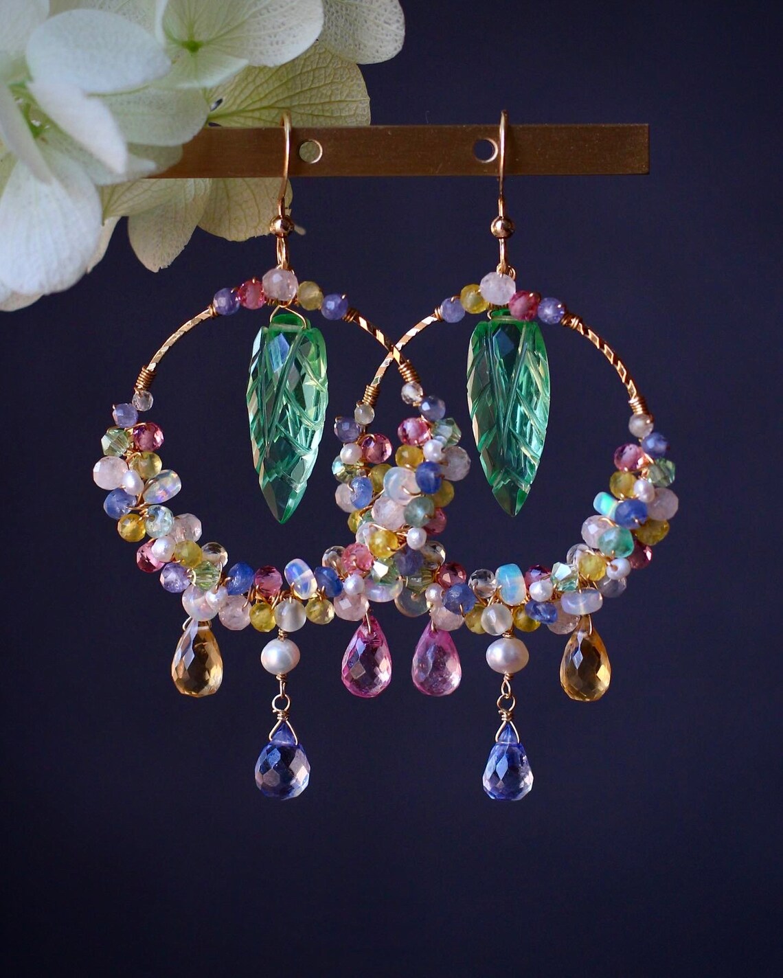 Apple Green Quartz / Opal Handmade 14K Gold Filled Floral Themed Dainty ...