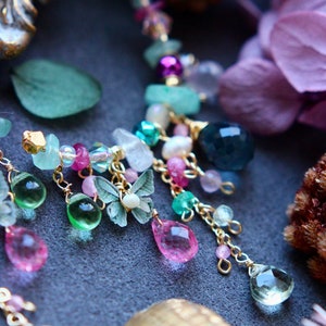 Dark Green / Rose Quartz / Pink Topaz Butterfly Floral Themed Jewelry ...