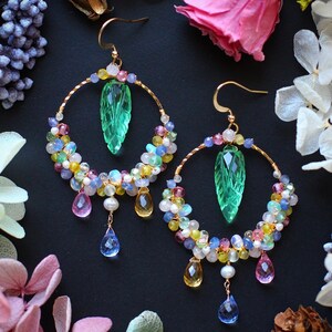 Apple Green Quartz / Opal Handmade 14K Gold Filled Floral Themed Dainty ...