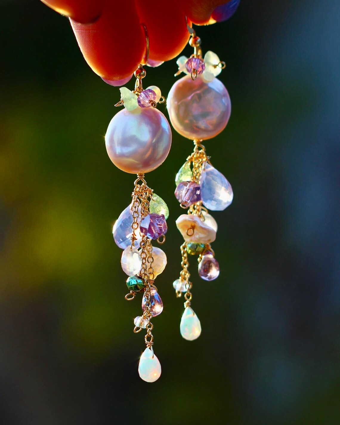 Button Baroque Pearl / Lavender Opal / Opal / Green Garnet - Etsy