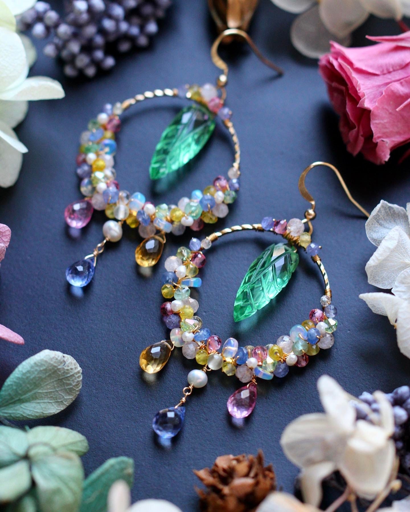 Apple Green Quartz / Opal Handmade 14K Gold Filled Floral Themed Dainty ...