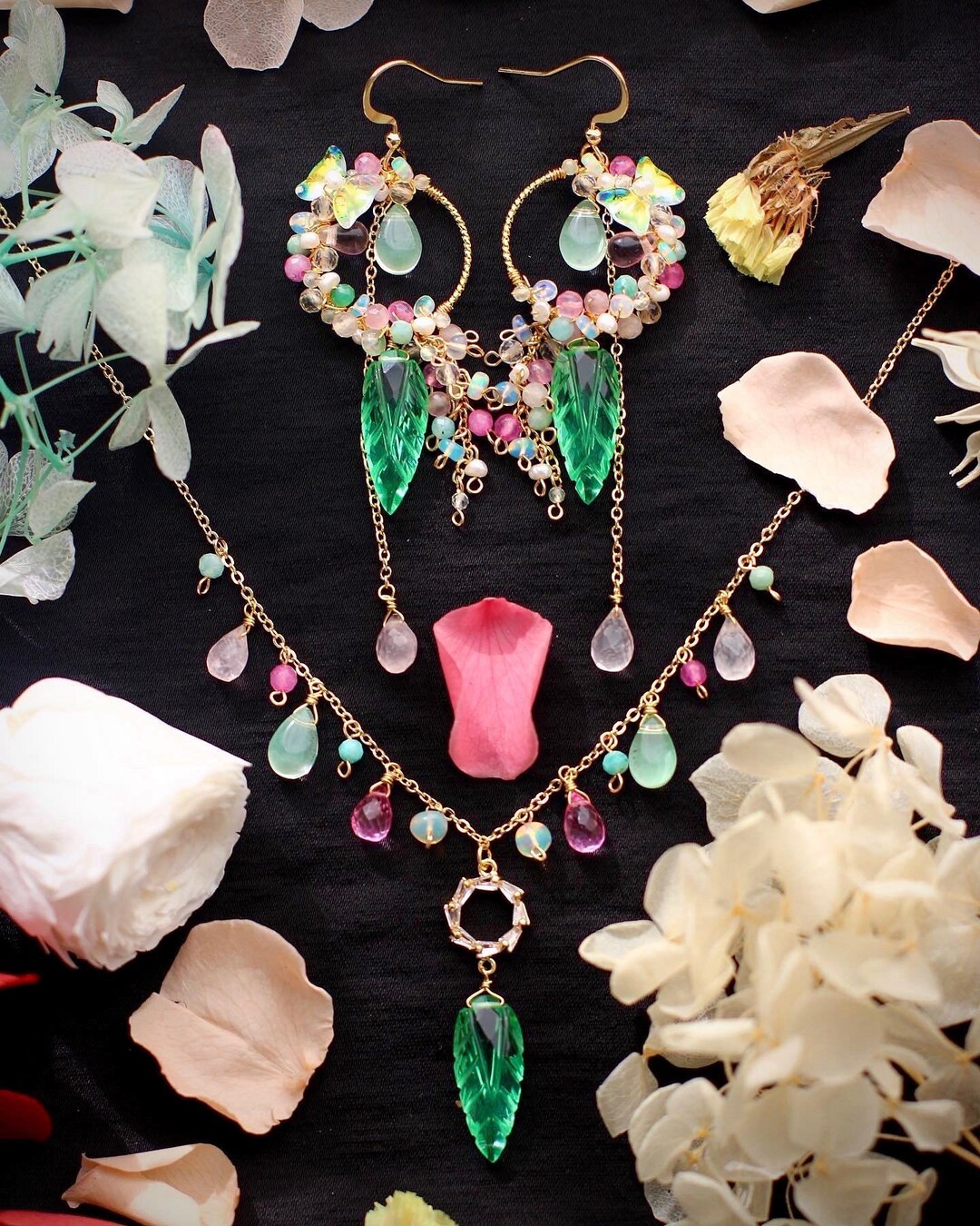 Handmade Apple Green Quartz 14K Gold Filled Jewelry Set // Spring ...