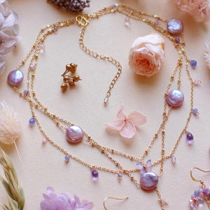 Button Baroque Pearl / Tanzanite / Amethyst Handmade 14K Gold Filled ...