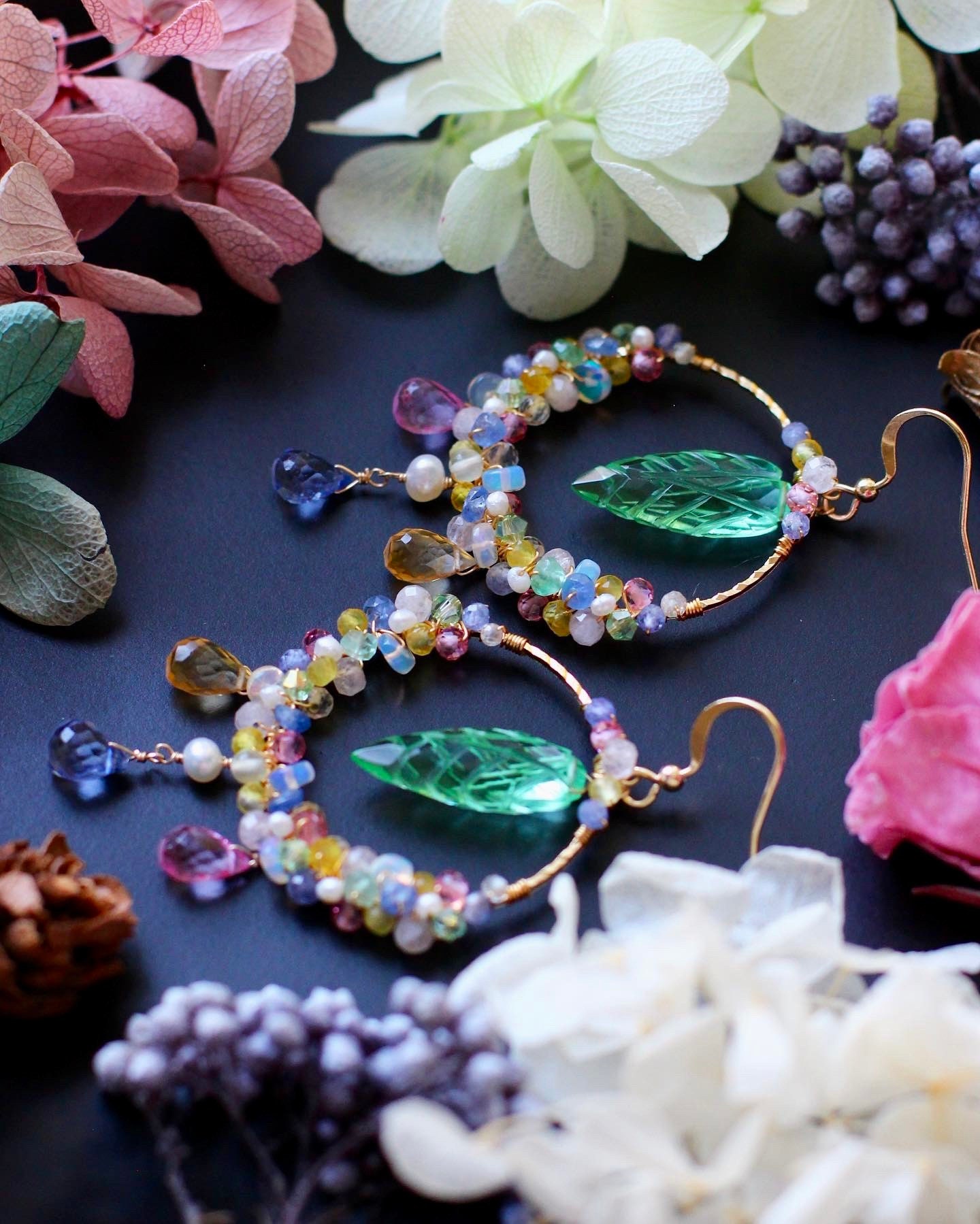 Apple Green Quartz / Opal Handmade 14K Gold Filled Floral Themed Dainty ...