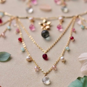 Dark Green / Rose Quartz / Pink Topaz Butterfly Floral Themed Jewelry ...