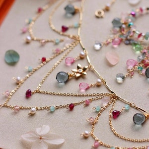 Dark Green / Rose Quartz / Pink Topaz Butterfly Floral Themed Jewelry ...