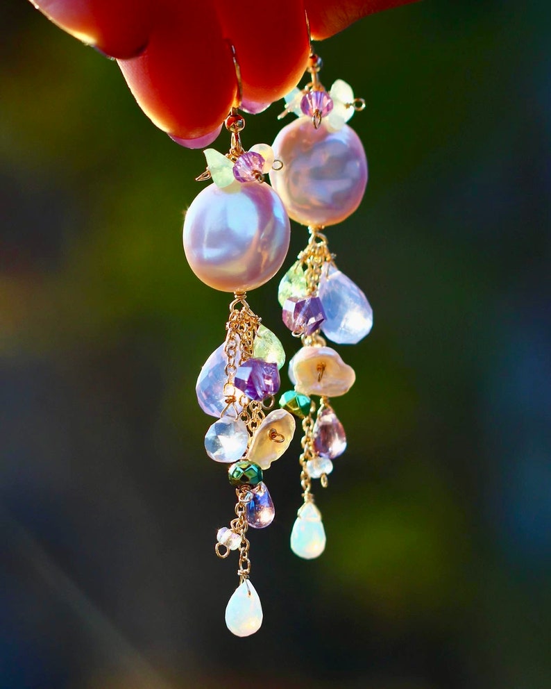 Button Baroque Pearl / Lavender Opal / Opal / Green Garnet - Etsy