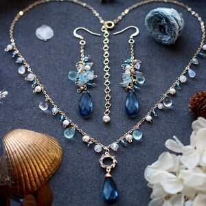 London Blue Topaz Jewelry Set // Handmade 14K Gold Filled Elegant Blue ...
