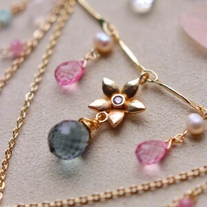 Dark Green / Rose Quartz / Pink Topaz Butterfly Floral Themed Jewelry ...