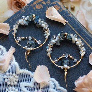 Black Hair Quartz Handmade Gemstone Butterfly Floral Cluster Hoop ...