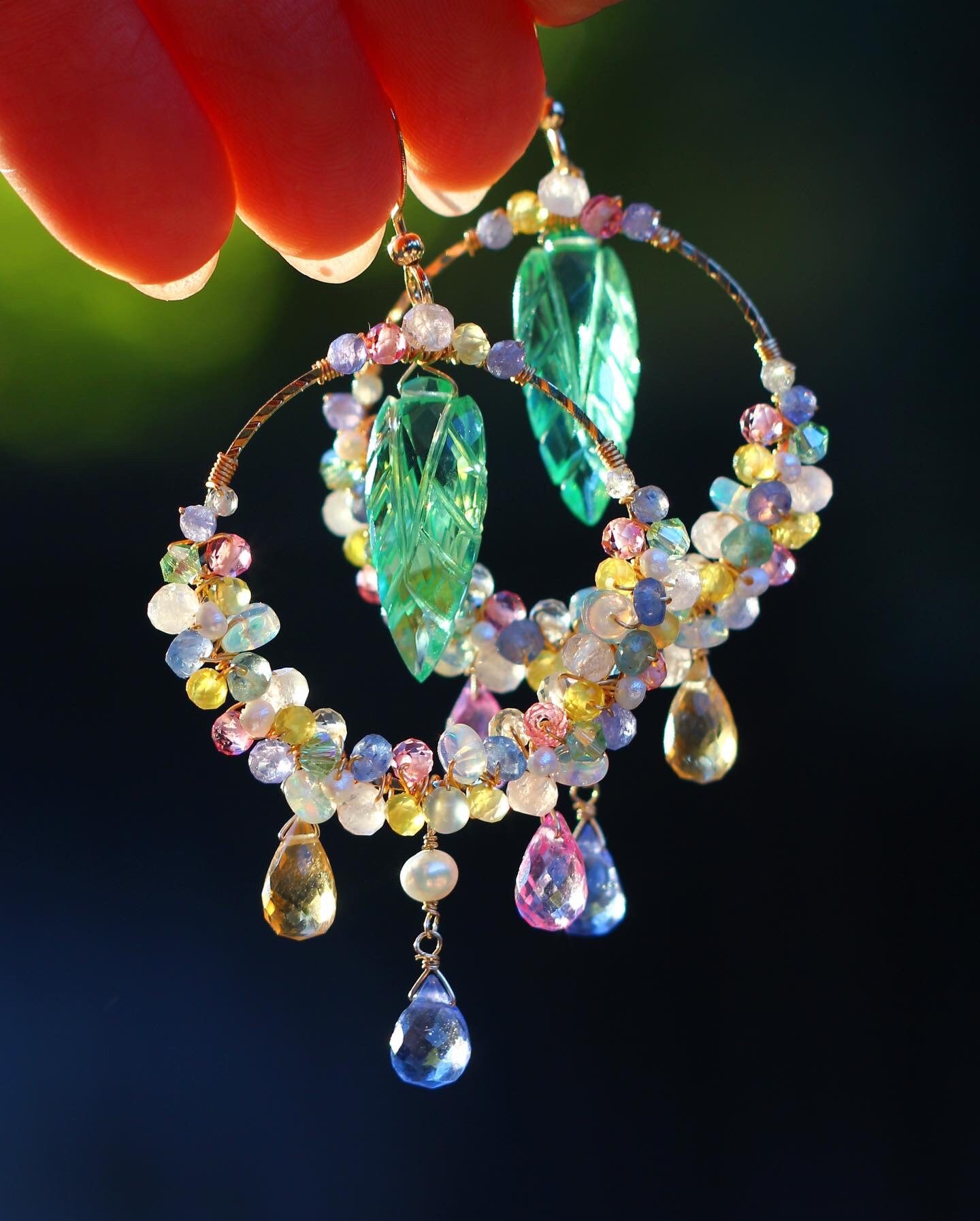 Apple Green Quartz / Opal Handmade 14K Gold Filled Floral Themed Dainty ...