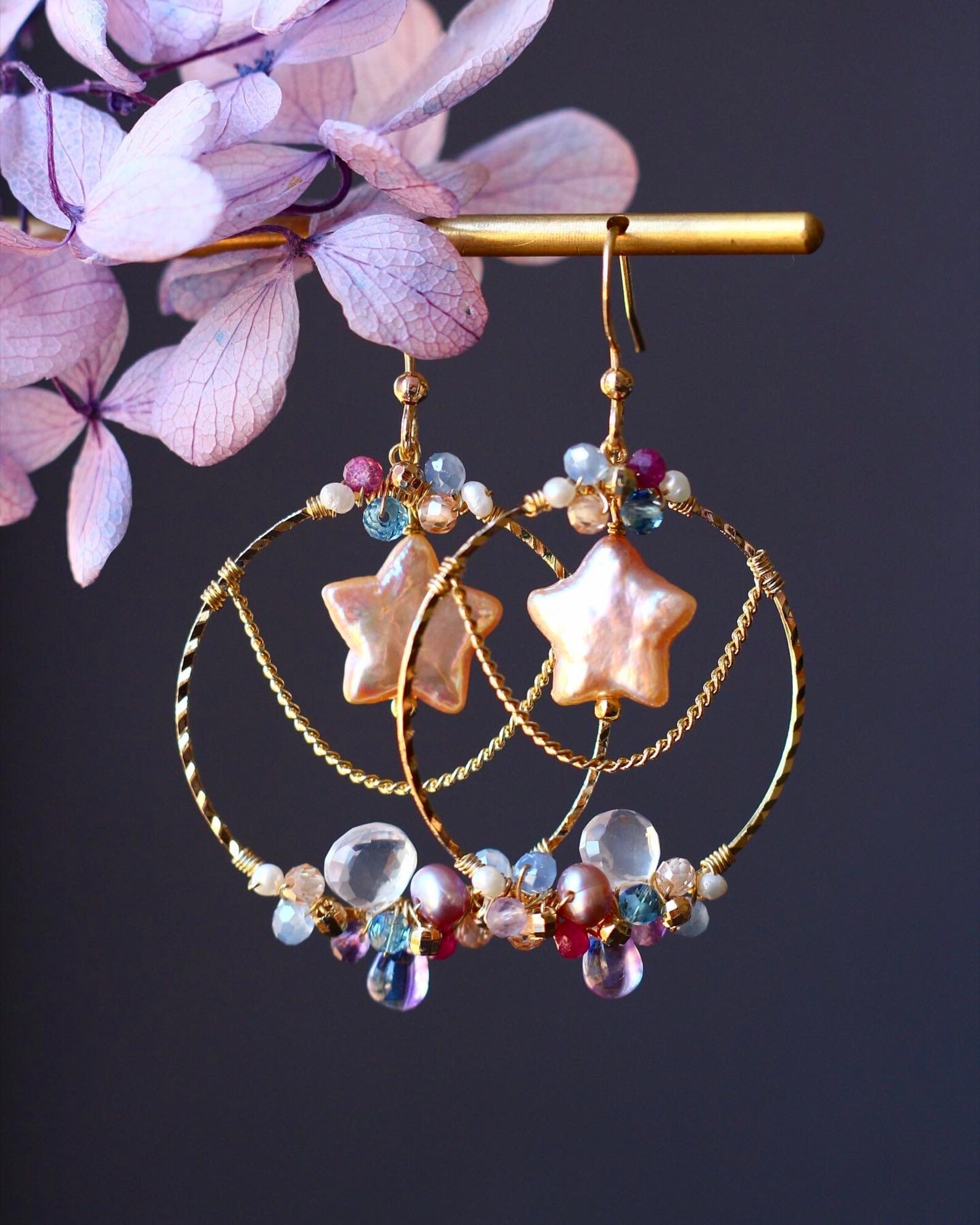Star Shaped Baroque Pearl Themed 14K Gold Filled Assorted Gemstone ...