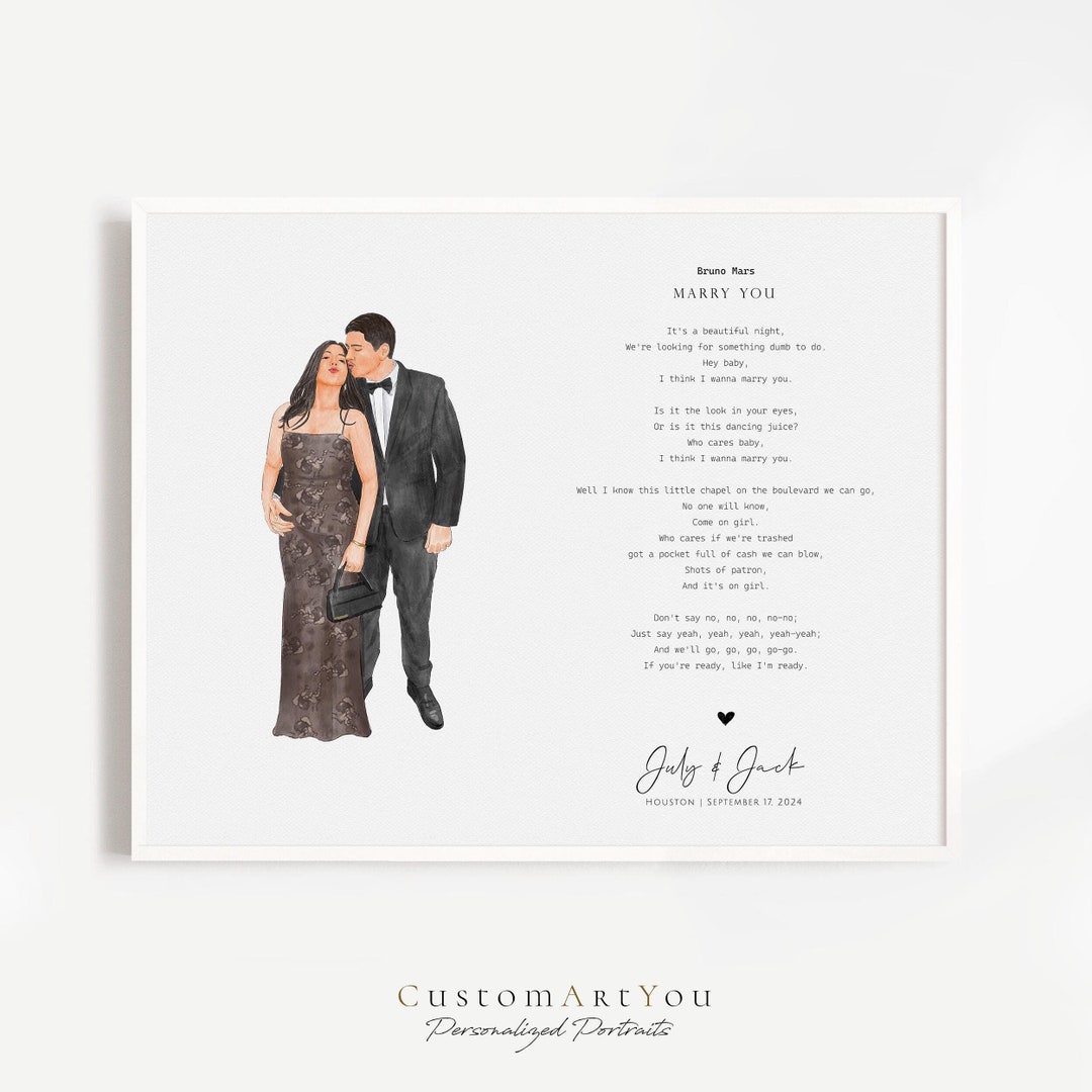Custom Portrait Painting: First Dance Song Lyrics, One Year Wedding ...