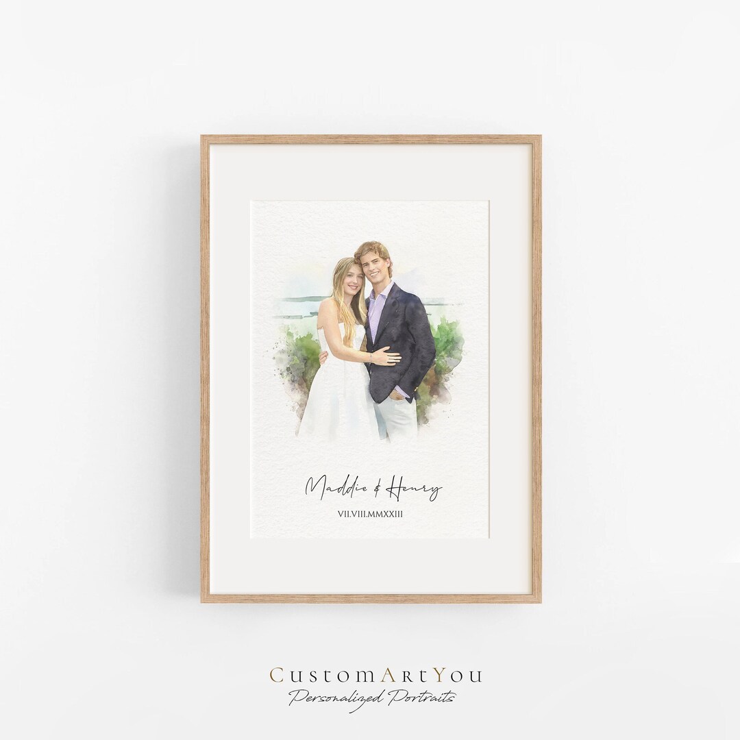 Custom Couples Portrait, Loved One Portrait, Personalized Engagement ...