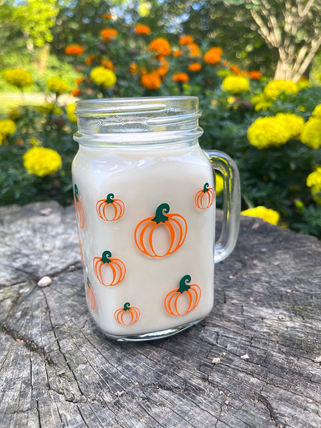 Pumpkin Mason Jar Glass With Handle - Etsy
