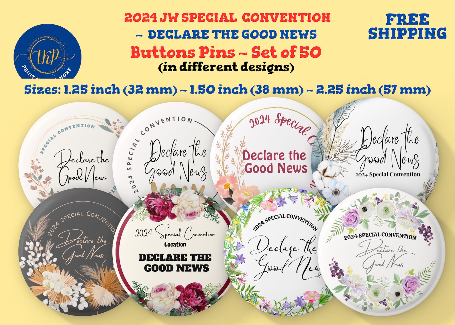 JW 2024 Reginal Convention declare the Good News Set of 50 Buttons Pins ...