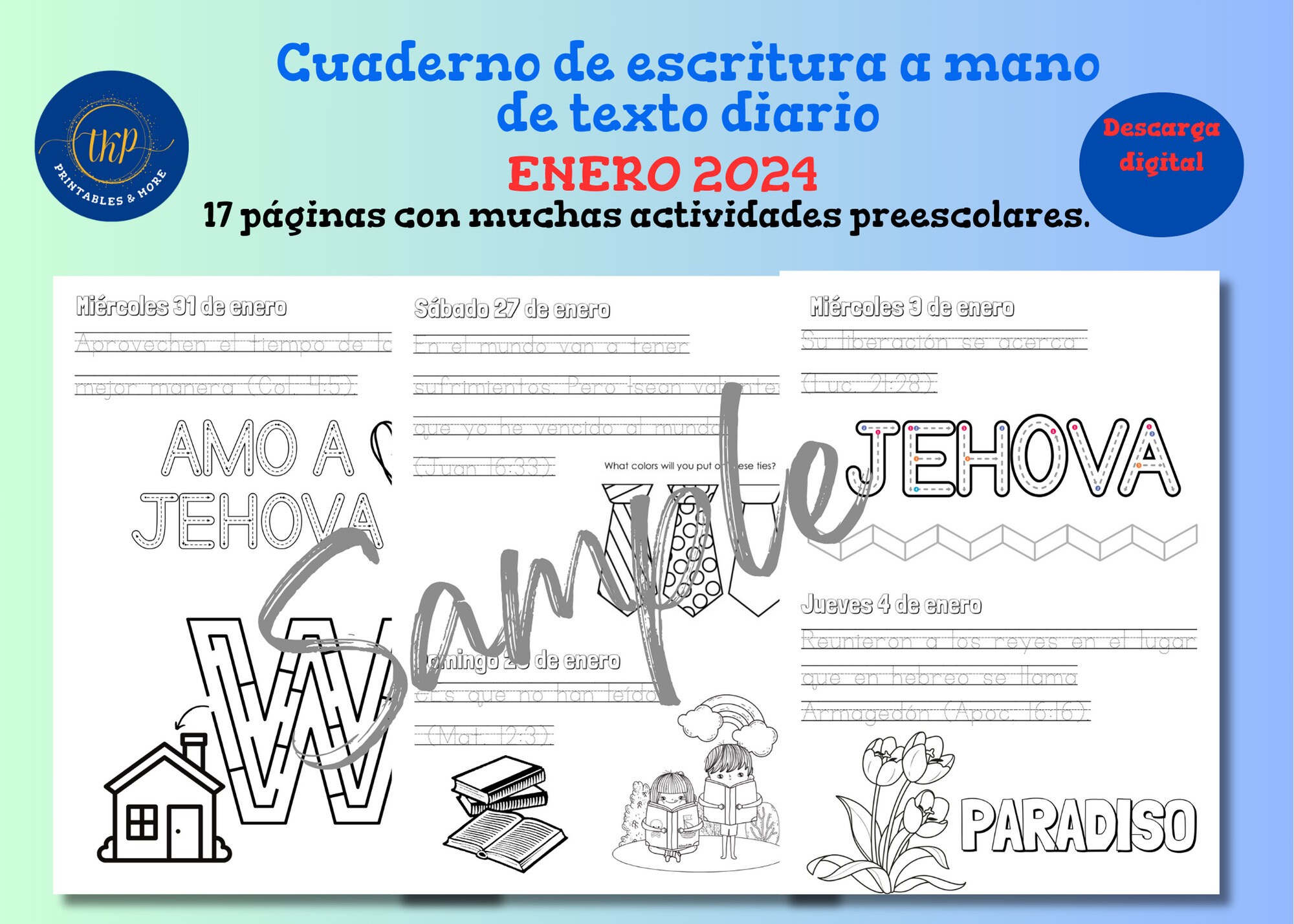 Hojas De Escritura Y Actividades Texto Del Día Enero De - Etsy