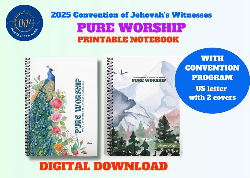 JW 2025 Convention “pure Worship” Printable Notebook With Lined Pages ...