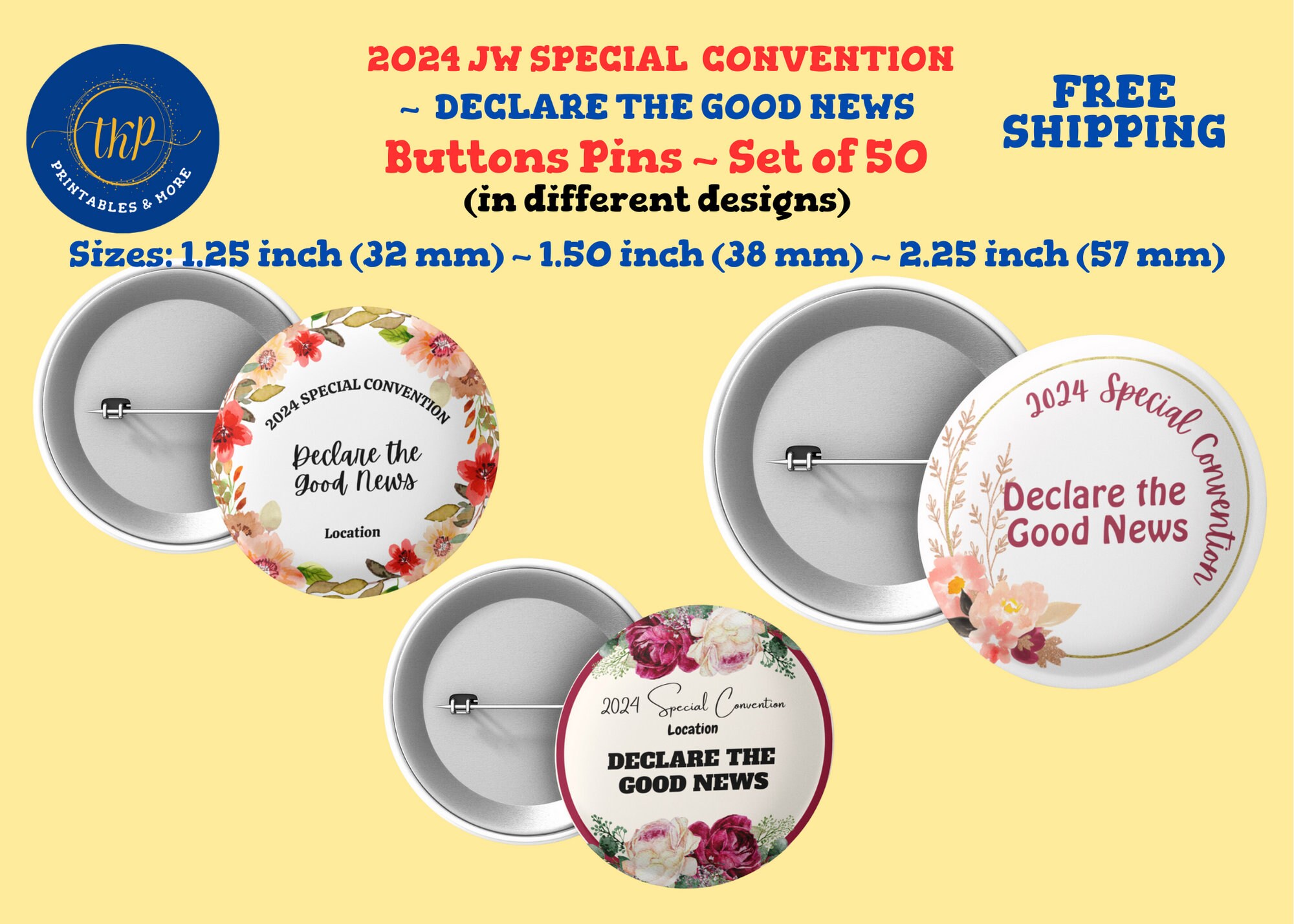 JW 2024 Reginal Convention declare the Good News Set of 50 Buttons Pins ...